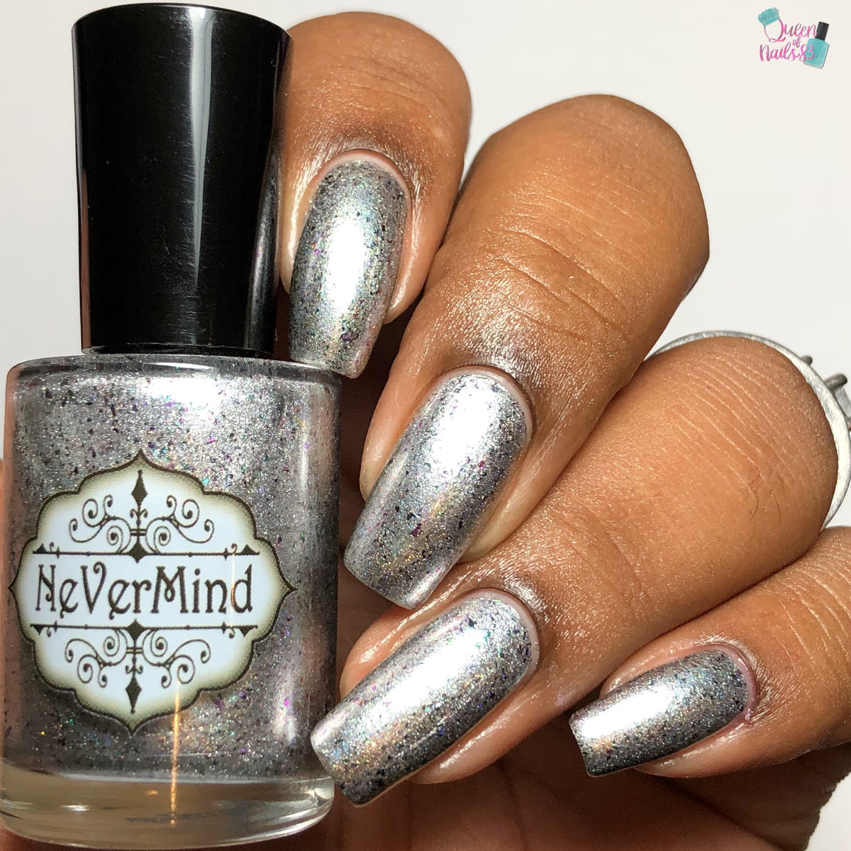 Tragic Disco - Silver Metallic Nail Polish + Multichrome Flakes – NeVerMind Apothecary